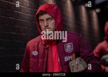 Jacob Bruun Larsen of Burnley arrives at stadium ahead of the Premier ...