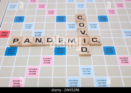 Word Tiles Spelling Common Themes Stock Photo - Alamy