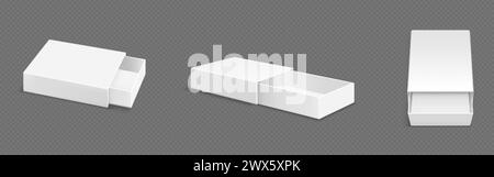 Realistic slide box mockup set with ribbon to pull out Stock Vector ...