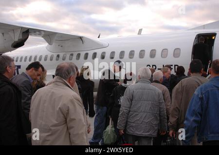 People boarding at LOT Polish airline aircraft at Warsw airport Warsaw ...