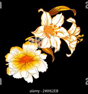 beautiful off-white skin gold type floral design Stock Vector Image ...