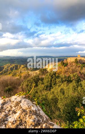 Rock formations called "Balze di Volterra", a form of erosion typical ...