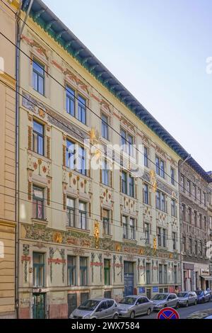 Hungary, Budapest, Lindenbaum House is the first Art Nouveau building in Budapest. Art nouveau ...