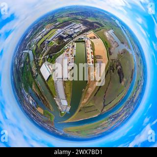 Luftbild, Hafen Emmelsum, DeltaPort Hafenverbund, Gewerbegebiet mit ...