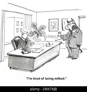 BW cartoon of a male boss telling female professional he put her name ...