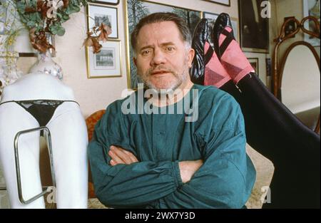 French actor Bernard Fresson at home in Paris. On right, her wife ...