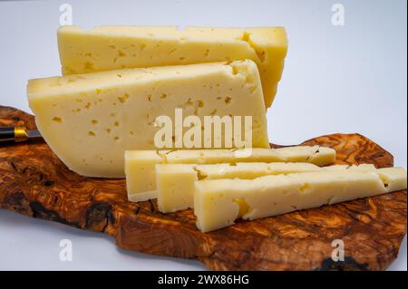 Fresh Asiago cow's milk cheese, produced in Asiago in Italy, different ...
