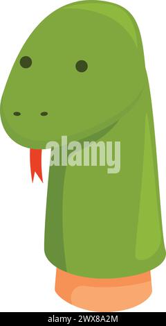 Green snake puppet icon cartoon vector. Show theatre. Play doll Stock ...
