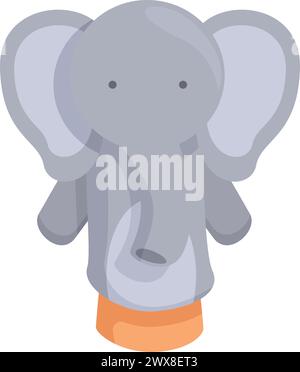 Grey elephant hand puppet icon cartoon vector. Toy play. Performance ...