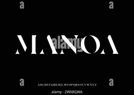 Abstract and elegant serif stencil type style font vector illustration ...