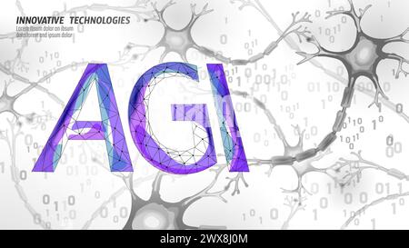 Artificial general intelligence wire neuron cells letter symbols. Minimalist style AGI icon ...