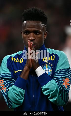 Vinicius Junior (Brazil) Looks on during the Brazil training session at ...
