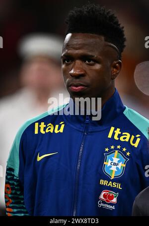 Vinicius Junior (Brazil) Looks on during the Brazil training session at ...