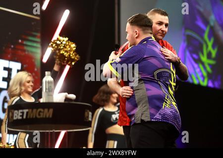 Nathan Aspinall ahead of the final match against Luke Littler during night nine of the betMGM ...