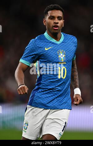 Brazil National Team forward Rodrygo (10) dribbles past United States ...