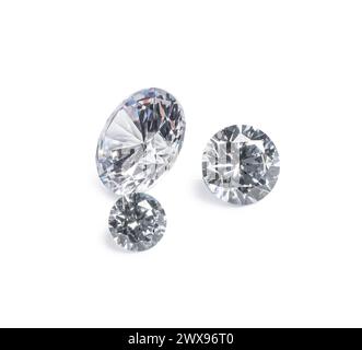 Different beautiful shiny diamonds isolated on white Stock Photo - Alamy
