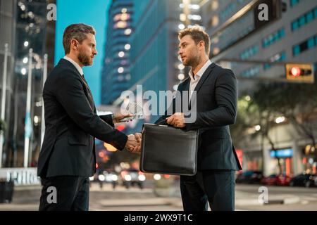 Business mens growth strategy. Businessmen presented their proposal to ...