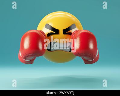 Smilie face angry boxer emoji 3d render happy Stock Photo - Alamy