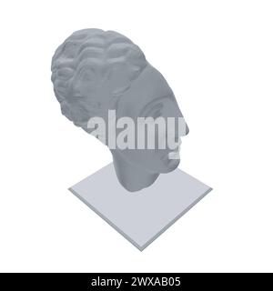 Antique ancient Greek sculpture. Polygonal sculpture of half a head 3D ...