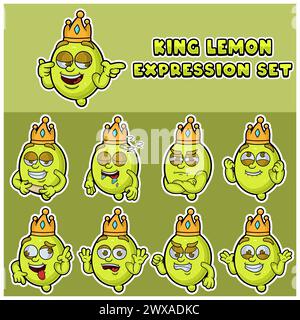 Angry expression with Lemon Fruit Crown Mascot Character Cartoon ...