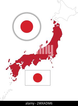 Outline of map of Japan in red circle - flag of Japan Stock Vector ...