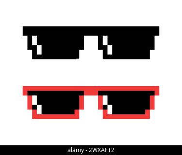 Pixelated Sunglasses Set. Pixel Boss Glasses, 8 bit Style. Meme Game 8 ...