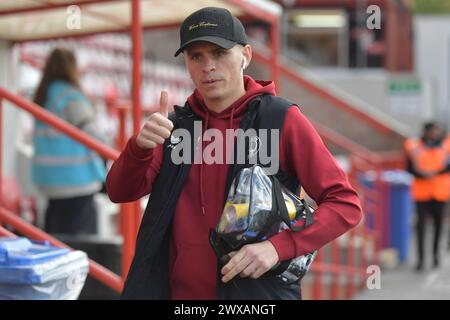 Exeter, England. 29th Mar 2024. George Dobson of Charlton Athletic ...