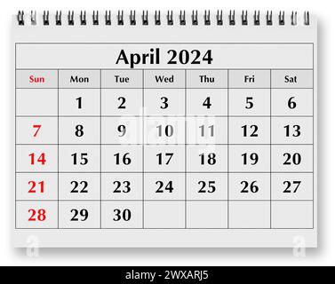 2024 calendar with April month page. April 2024 desk calendar Stock ...