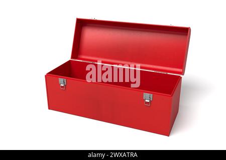 Red toolbox open empty on white background Stock Photo - Alamy