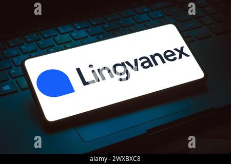 In this photo illustration, the Lingvanex logo is displayed on a ...
