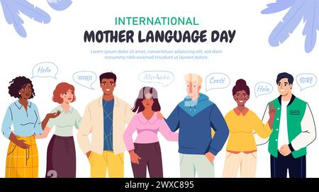 Happy international mother language day, banner, poster, vector art ...