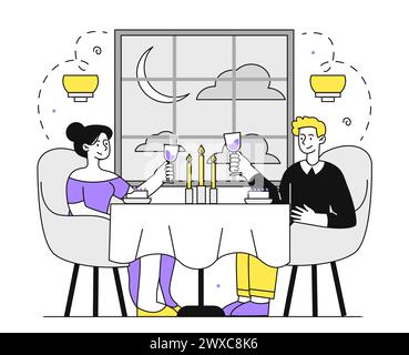 First date concept icon. Romantic relationships idea thin line ...