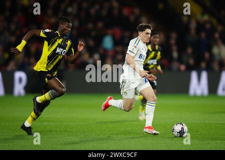 Daniel James of Leeds United in the pregame warmup session during the ...