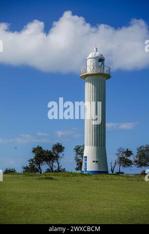 Yamba Lighthouse, a white lighthouse to guide ships, since 1880, in NSW ...