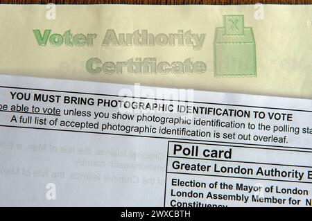 Voter Authority Certificate with poll card for the 2024 general ...