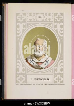 A 1879 engraving of Pope Boniface V who was pontiff from AD619 to AD625 ...