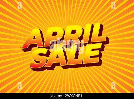 April sale. Text effect design in 3 dimension style Stock Vector Image ...