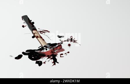 3d render of hammer with blood stain for crime scene or violence ...