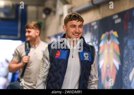 Sam Powell of Warrington Wolves arrives during the Betfred Super League ...