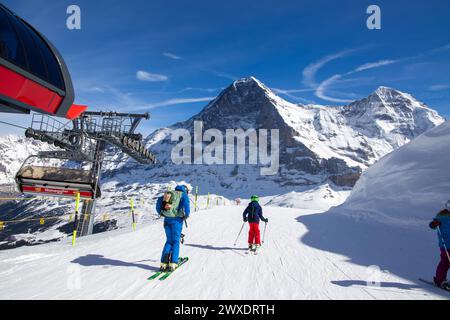 March 25, 2024: Skiing against the backdrop of the north face of the ...