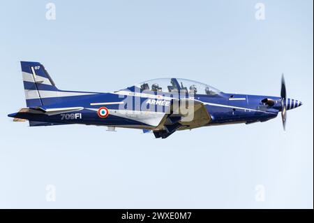 Pilatus PC-21 trainer aircraft on final approach for landing at RAF ...