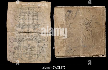 Two pages from the Tibetan book of Proportions, an eighteenth-century ...