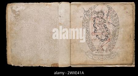 Two pages from the Tibetan book of Proportions, an eighteenth-century ...
