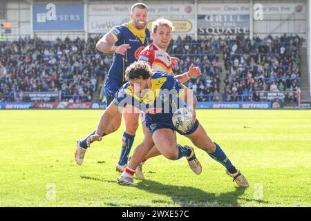 Toby King of Warrington Wolves goes over for a try Stock Photo - Alamy
