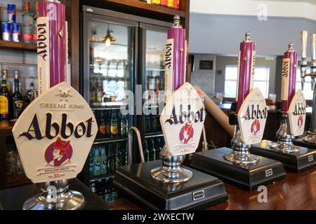 Abbot Ale pumps in a Greene King pub Stock Photo - Alamy