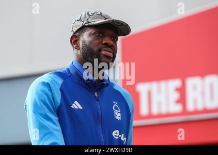 Ibrahim Sangare of Nottingham Forest arrives at stadium ahead of the ...