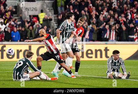 Brentford's Kristoffer Ajer during the Premier League match at Stamford ...