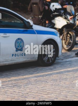 Hellenic Police with "Greek Police" logo emblem on uniform, Greek ...