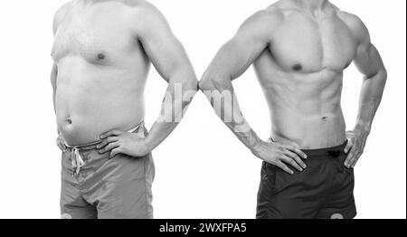 cropped models with before and after body comparison. photo of before ...