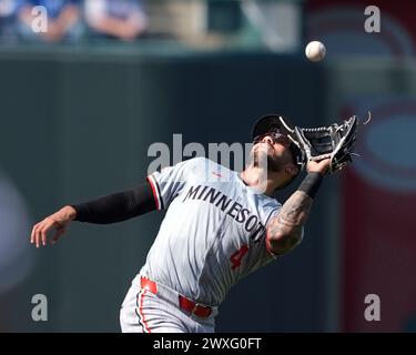 MAR 30, 2024: Minnesota Twins starting pitcher Joe Ryan (41) delivers a pitch in the first ...